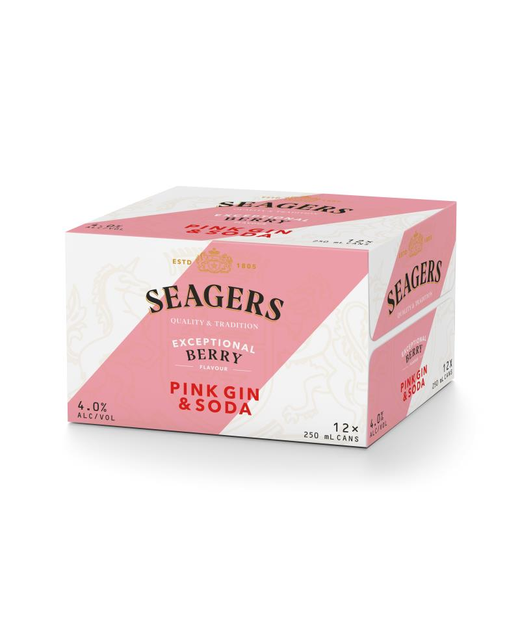 Seagers Exceptional Berry Pink Gin & Soda 12pk cans - Premixed-Gin ...